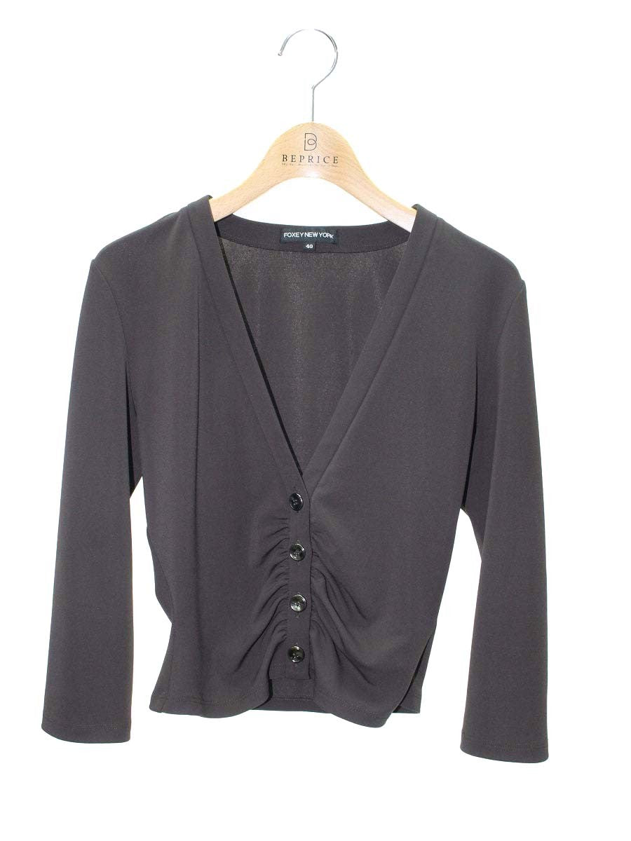 フォクシーニューヨーク 24397 カーディガン 40 ブラウン ストレッチ