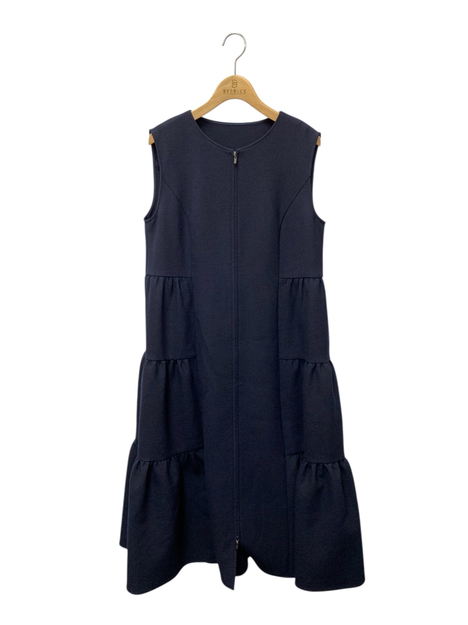 【中古】フォクシーニューヨーク FOXEY NEW YORK ワンピース ロング パフスリーブ プリーツ ストレッチ 40 紺 FOXEY (フォクシー)ワンピース通販 | 中古ブランド古着 | ビープライス